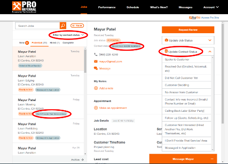 Setting Contact Statuses